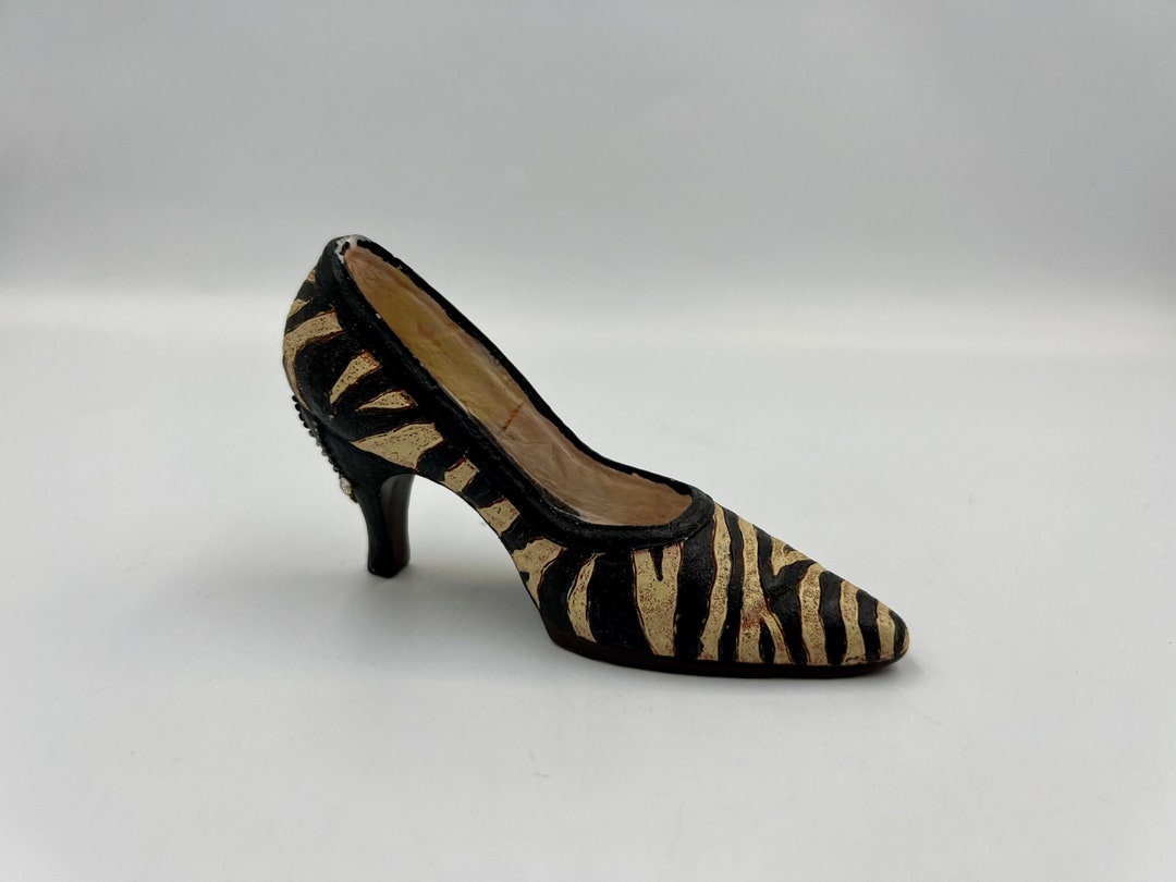 Miniature Collectible Zebra Print Resin Shoe - Etsy