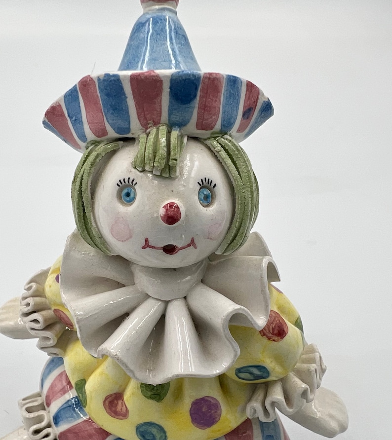 Vintage Porcelain Spaghetti Hair Clown With Drum Figurine Made in Italy ...