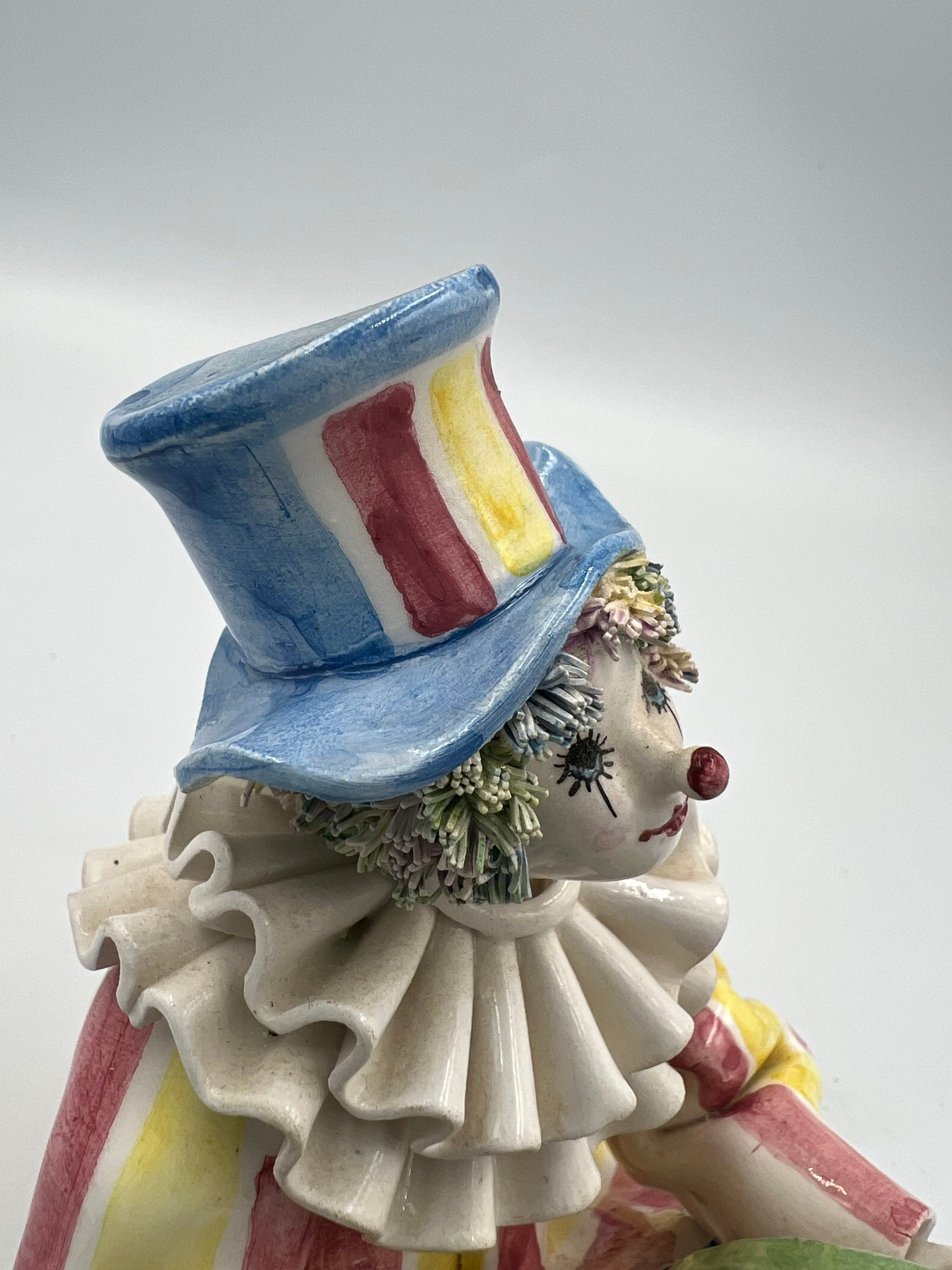 Vintage Porcelain Spaghetti Hair Clown With Drum Figurine Made in Italy ...