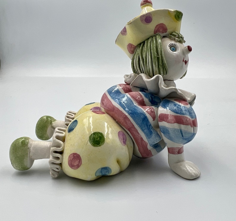 Vintage Porcelain Spaghetti Hair Clown With Drum Figurine Made in Italy ...