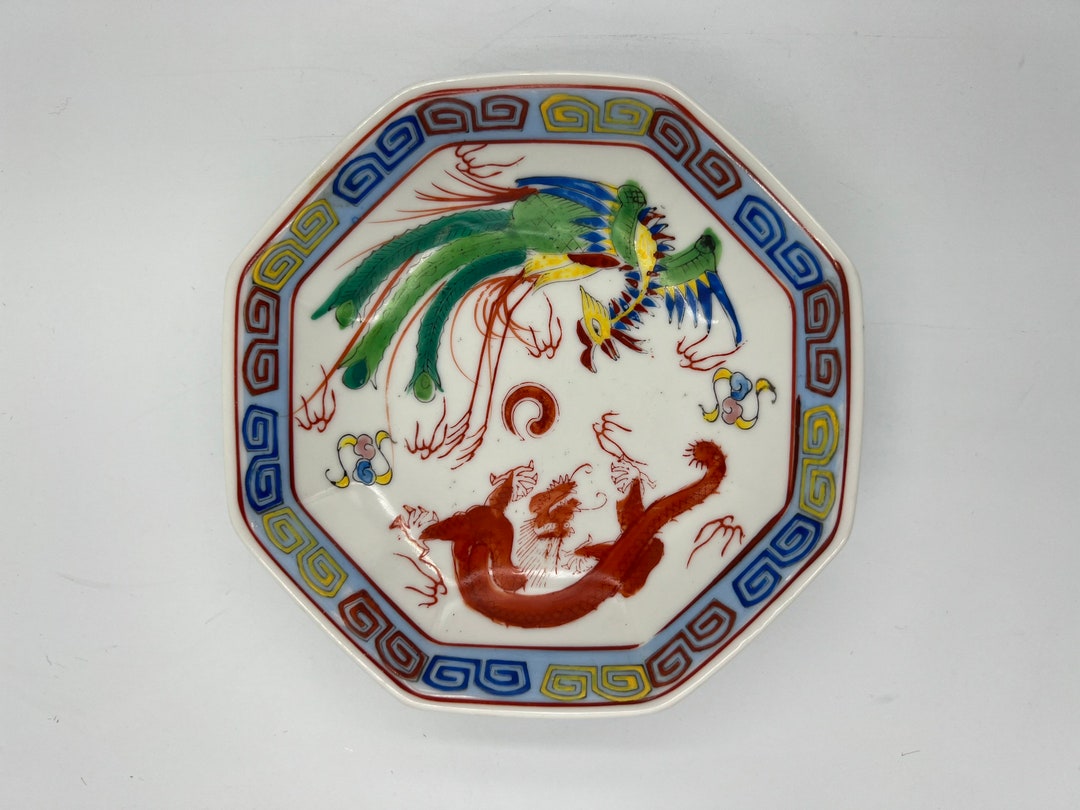 Vintage Octagonal Chinese Dragon and Phoenix Bowl - Etsy