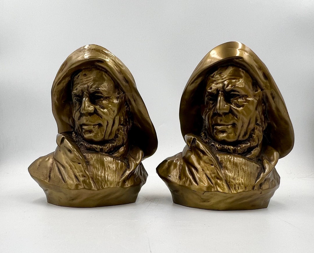 Set of 2 Vintage Gold Toned Cast Metal Old Salt Bookends - Etsy