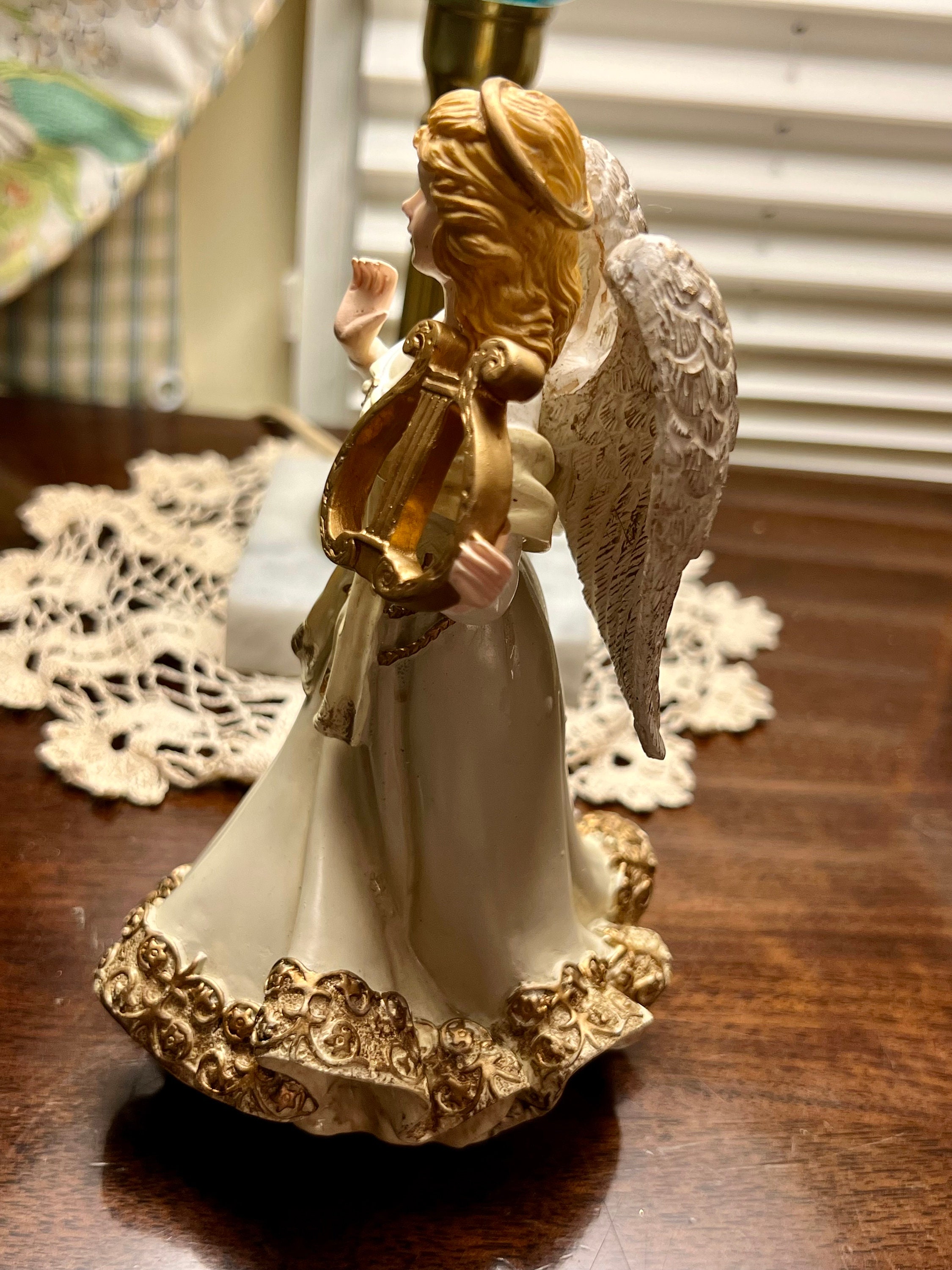 Vintage Angel With Harp Figurine by Midwest of Cannon Falls - Etsy