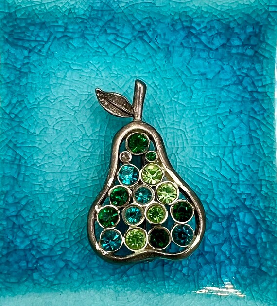 Rhinestone pear brooch, vintage - Gem