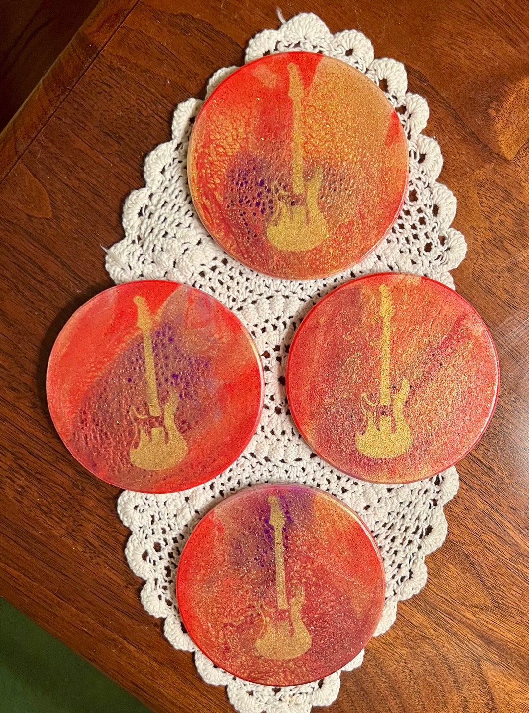 Set of 4 Guitar Coasters - Etsy