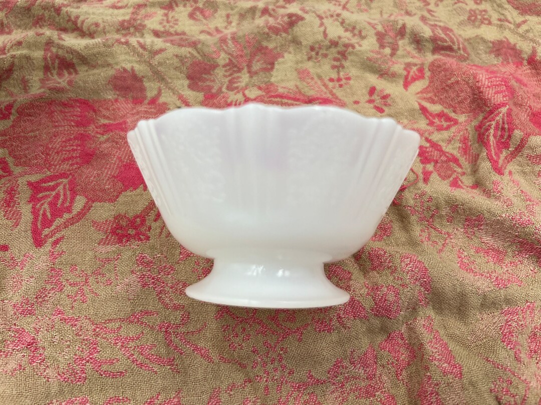 Set of 6 , 1930s Translucent White Depression Glass Dessert Dishes ...
