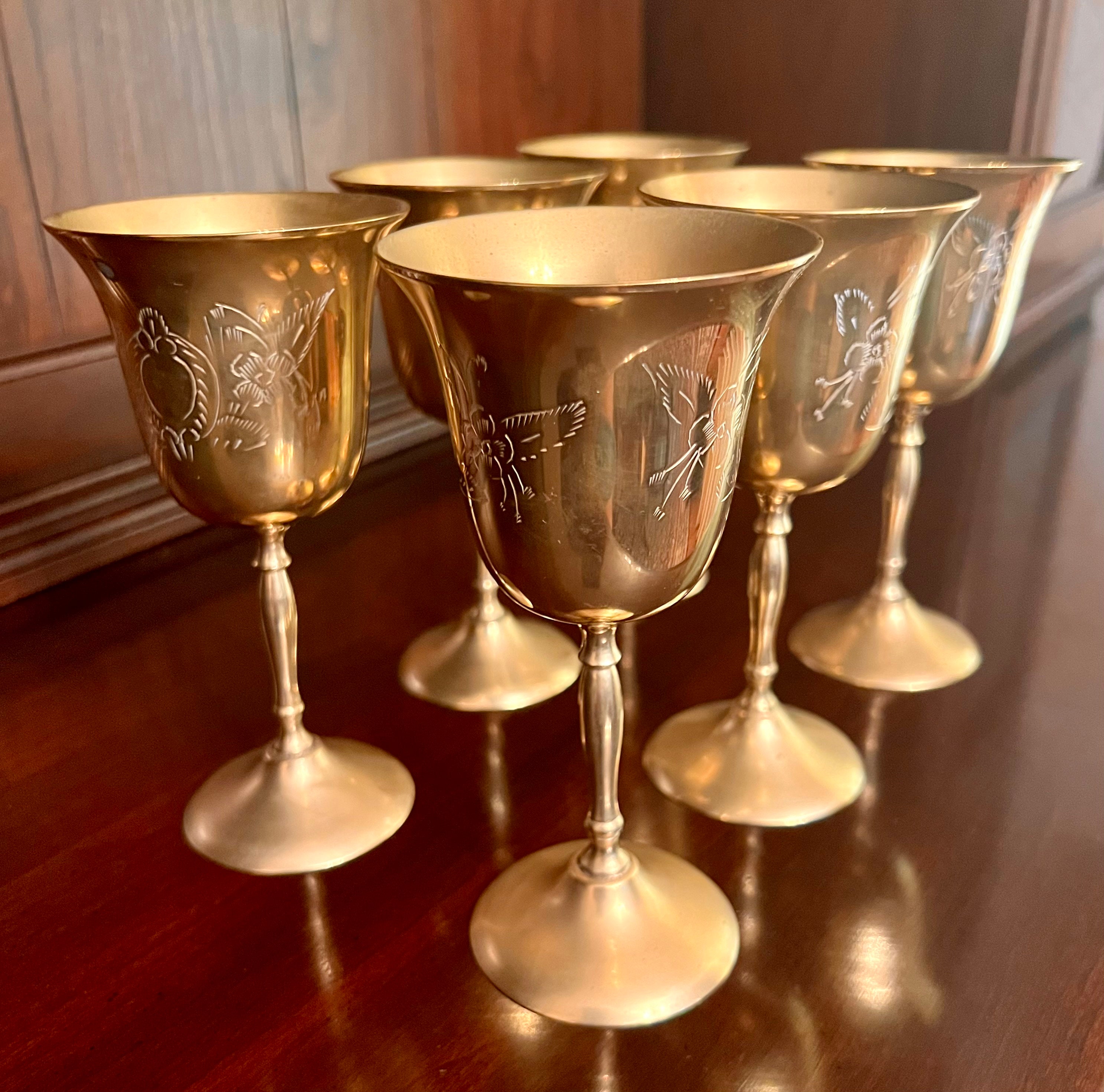 Set of 6 Vintage Brass Goblets - Etsy