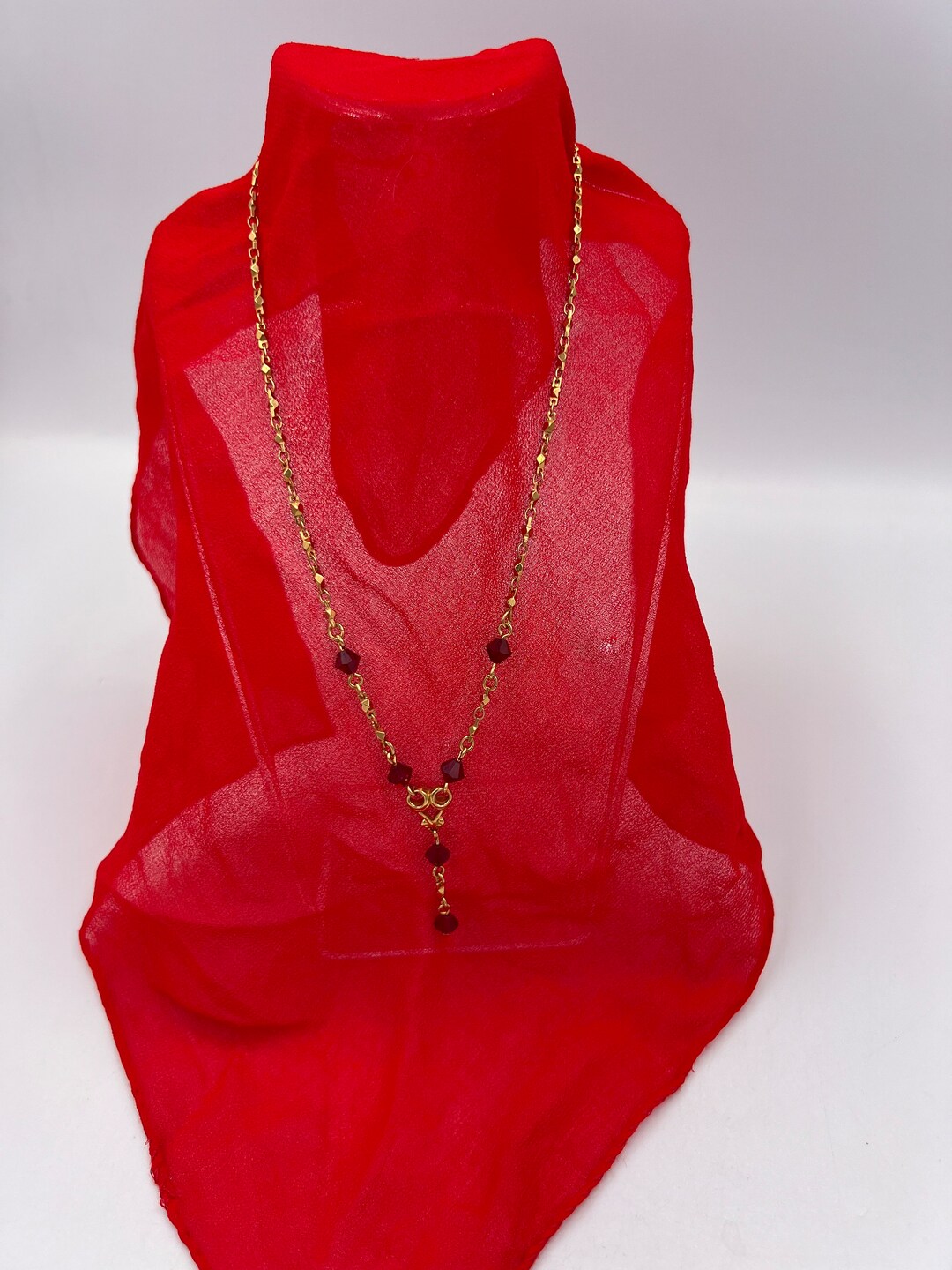 Vintage Gold Toned Faux Ruby Necklace by Avon - Etsy