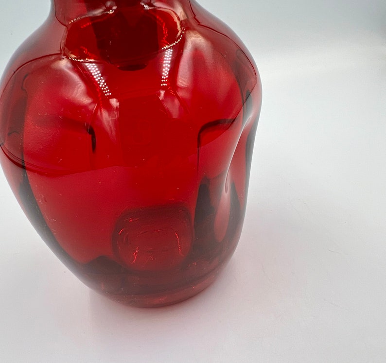 Vintage Red Glass Bottle With Stopper - Etsy