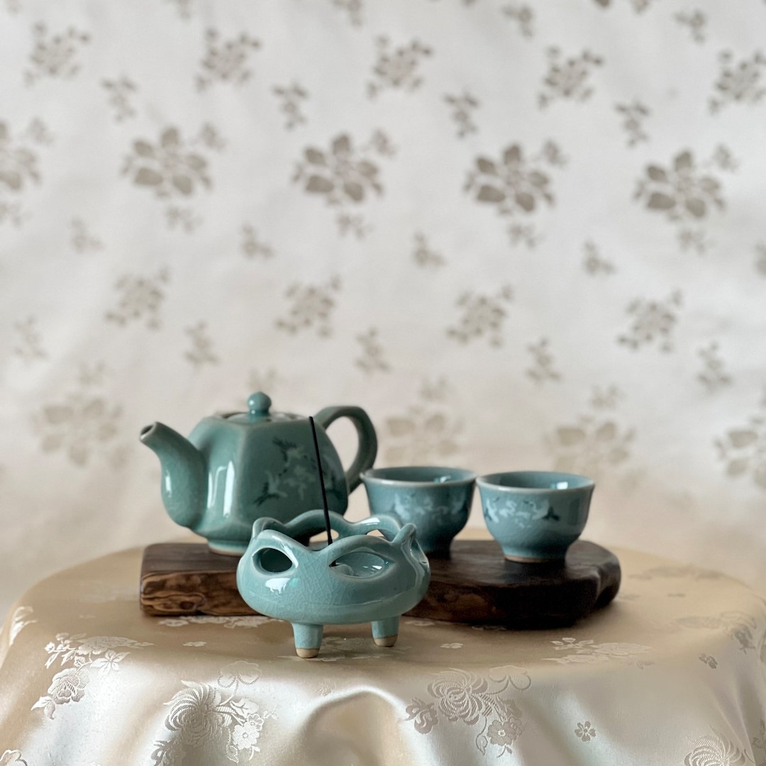 Special Korean Traditional Celadon Tea Set With Incense Burner Options ...