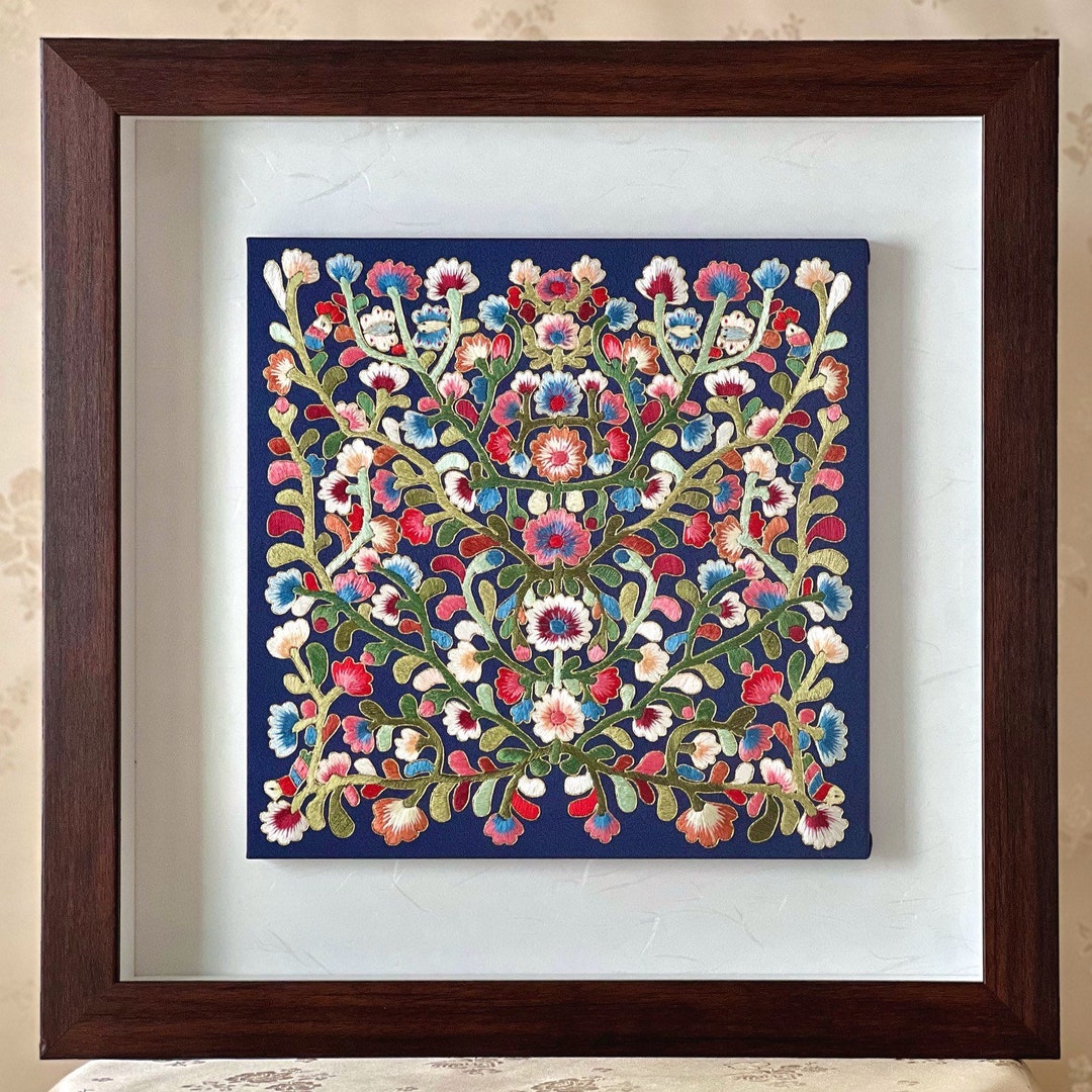 Limited Edition Large Korean Traditional Handmade Embroidery With Peony ...