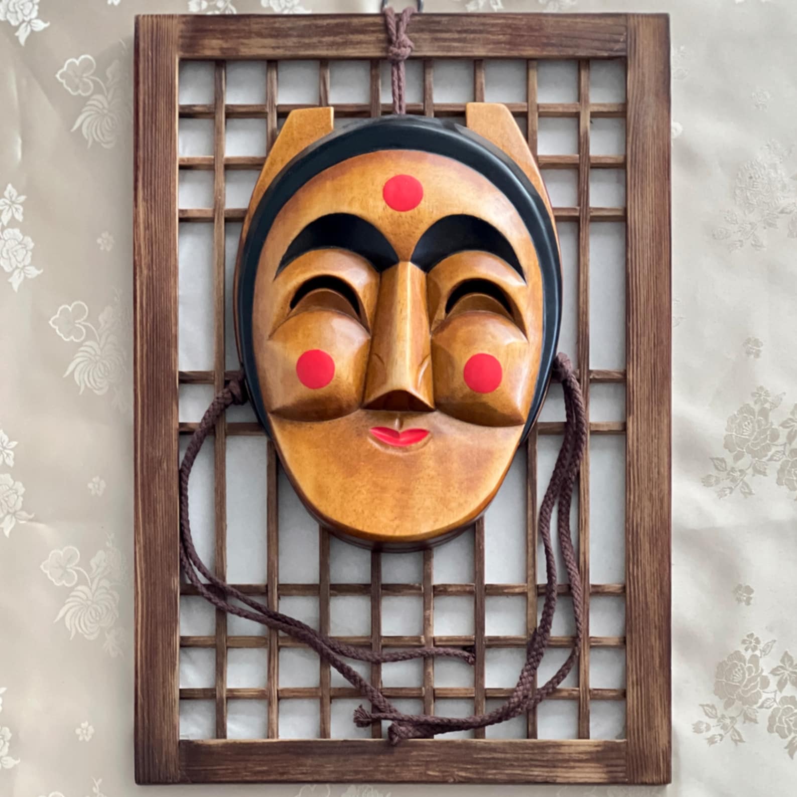 Korean Traditional Wooden Hahoe Mask: Young Woman ‘bu-ne’ Character for ...