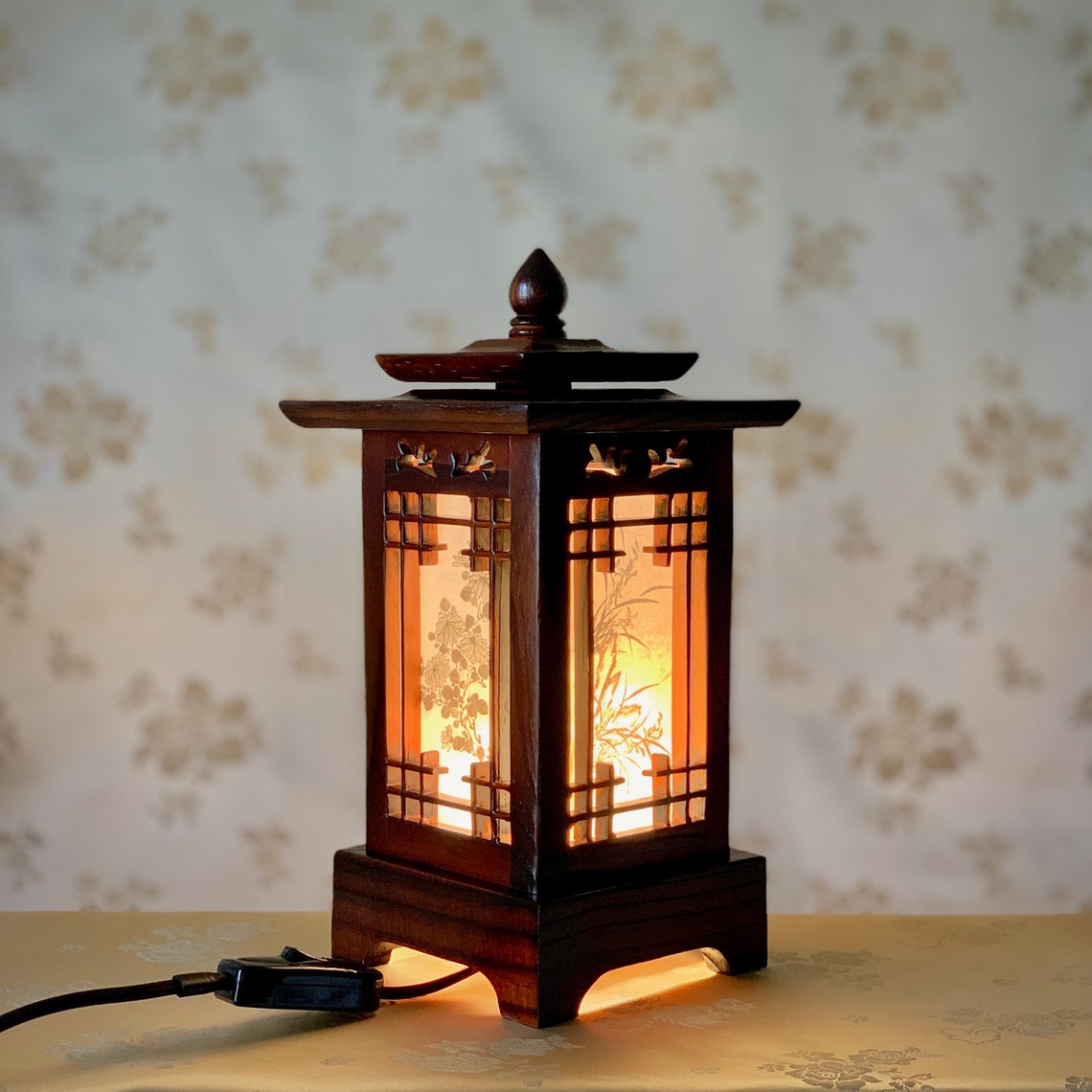 Korean Traditional Pagoda Wooden Lamp Dark Brown | Etsy