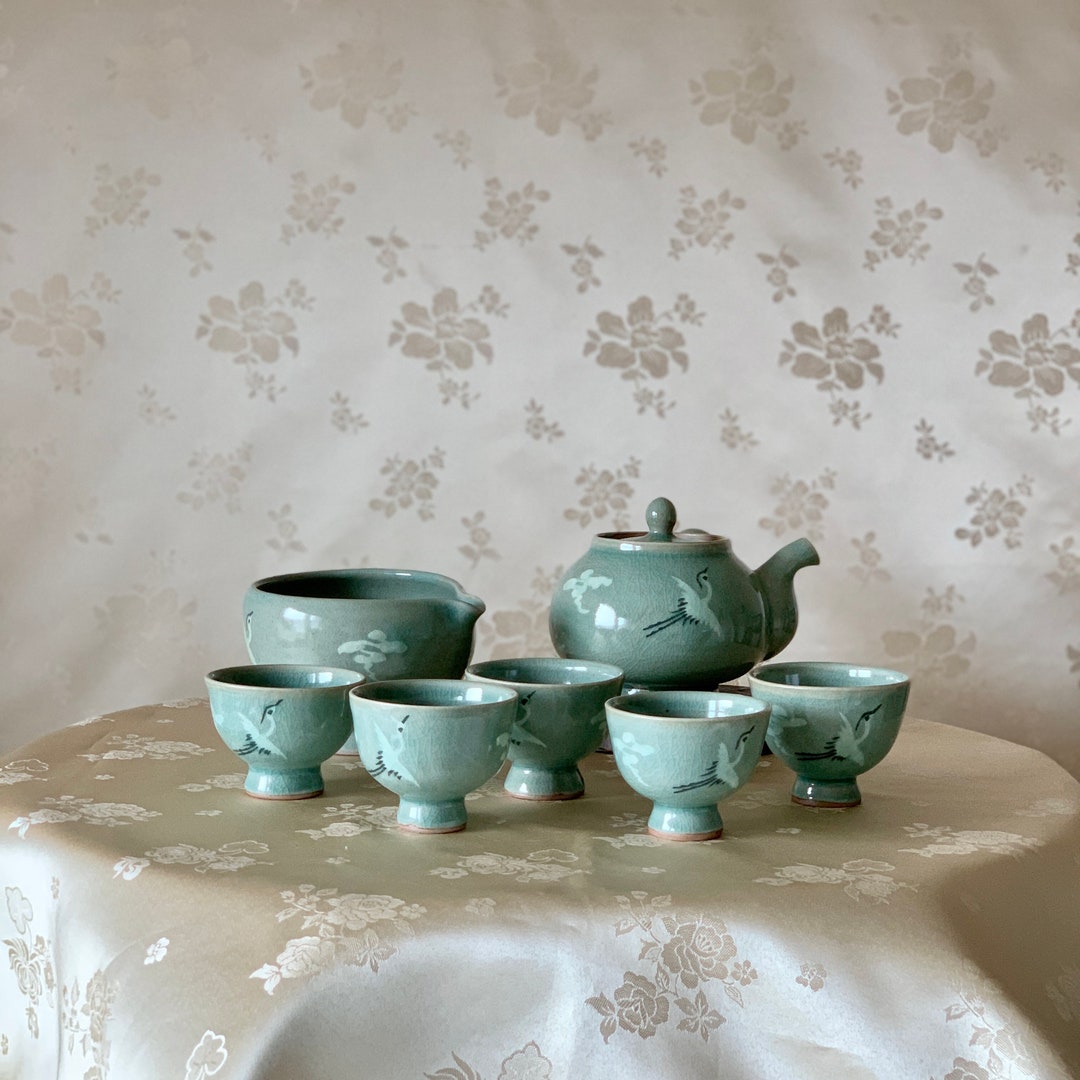 New Korean Traditional Handmade Celadon Tea Set for 5 People With ...