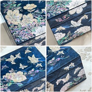 Korean Mother of Pearl Jewelry Box: Butterfly and Plum Blossom Motif on ...