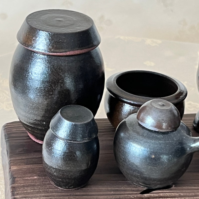 Korean Miniature Onggi Jar Set: 12-piece Traditional Earthenware ...