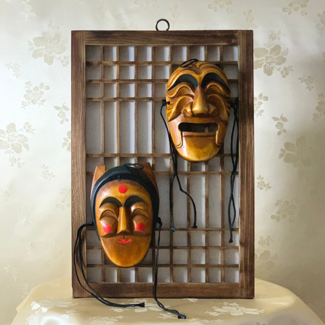 Korean Traditional Handmade Wooden Hahoe Tal and Talchum Set of Two ...