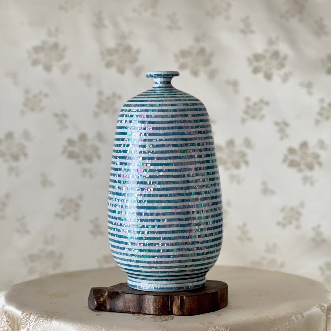 Limited Edition Korean Handmade Mother of Pearl Ceramic Vase With ...