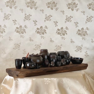 Korean Miniature Onggi Jar Set: 17-piece Traditional Earthenware ...