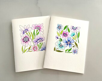Original Hand Painted Watercolor Flower Card Set Spring | Etsy