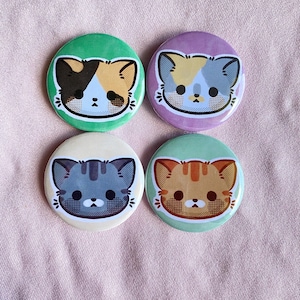 Cute Cat Pinback Button Badges Pins - Kawaii Cat Art - Ita Bag Pins ...
