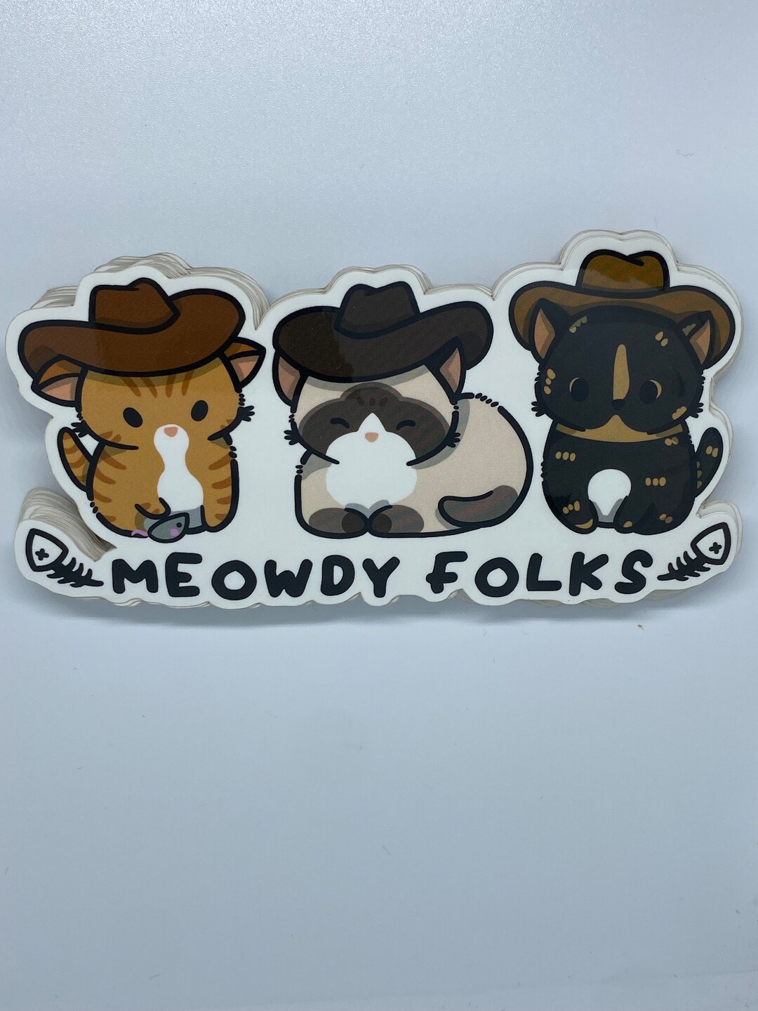 Meowdy Folks Funny Cat Sticker Ragdoll Tortoiseshell Orange Tabby Cat ...