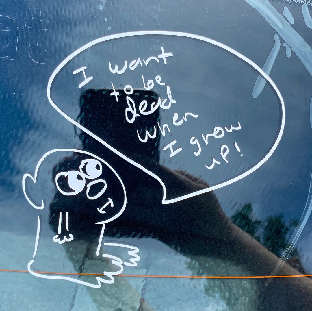 Funny Dark Humor Doodle Car Vinyl Decal Dark Humor Decal Funny Doodle ...