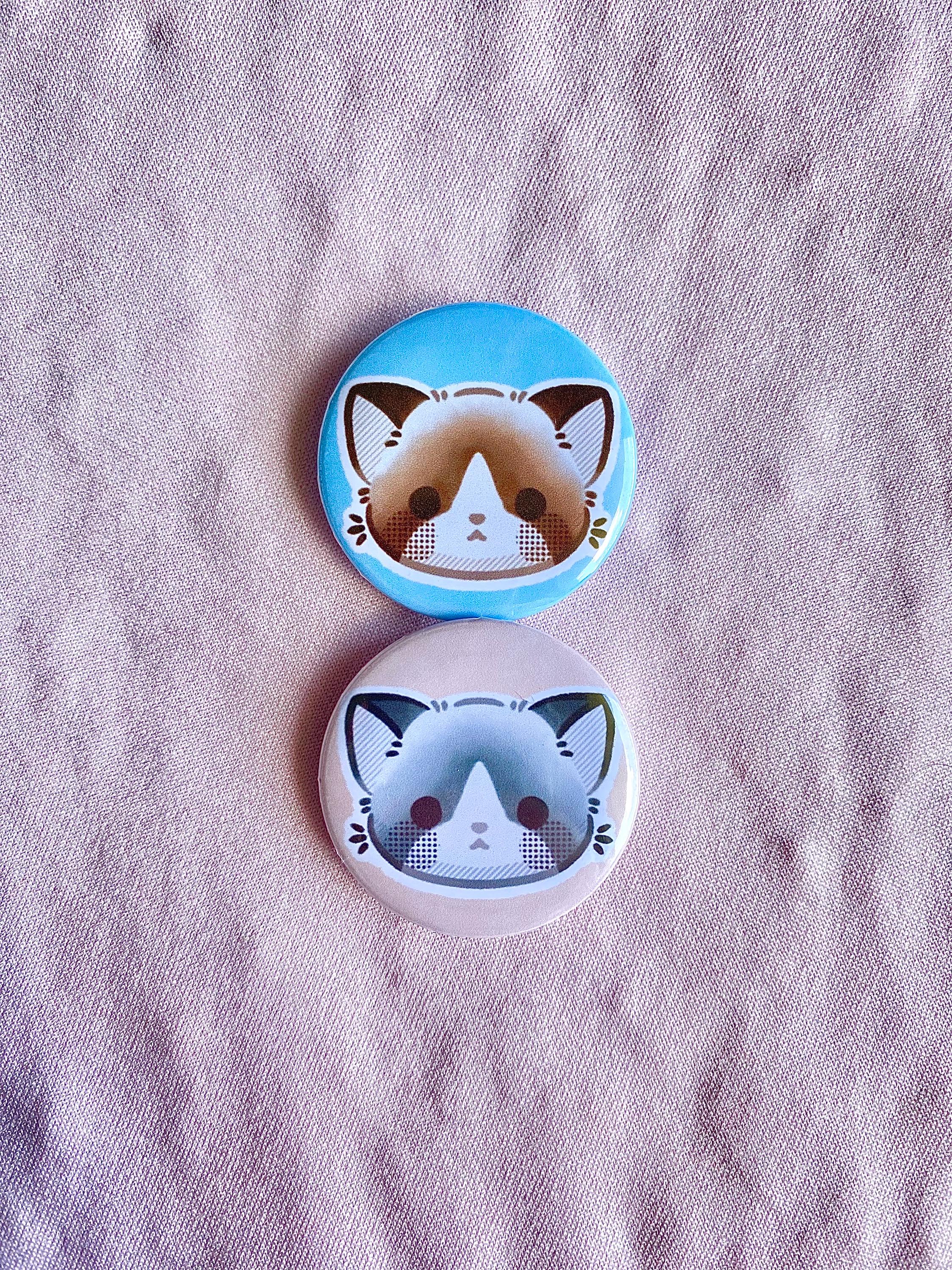 Cute Cat Pinback Button Badges Pins - Kawaii Cat Art - Ita Bag Pins ...
