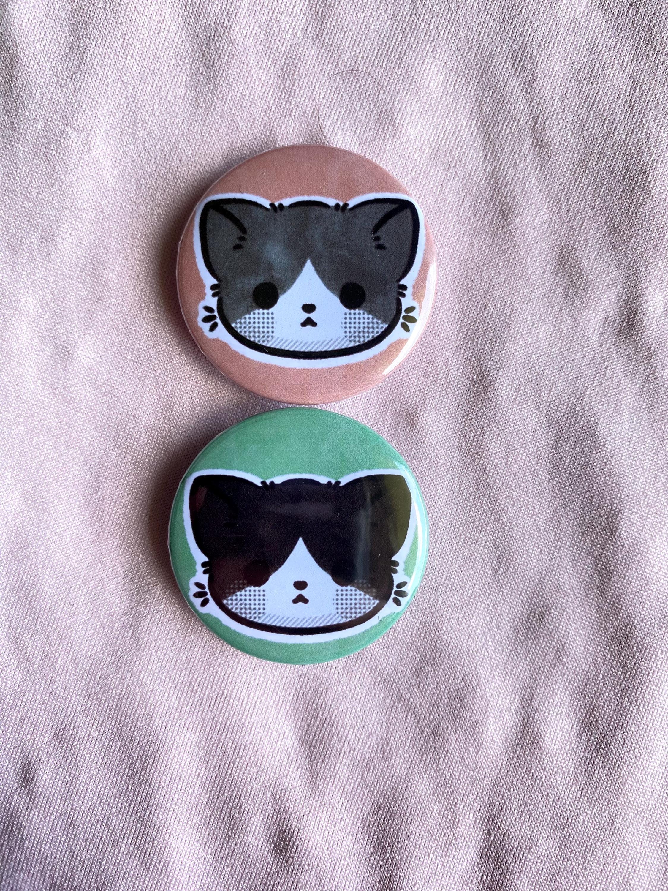 Cute Cat Pinback Button Badges Pins - Kawaii Cat Art - Ita Bag Pins ...