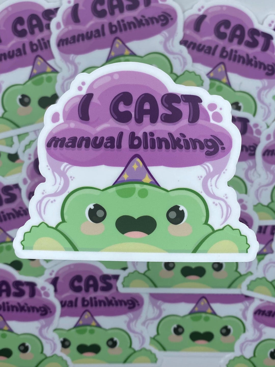 Frog Wizard Cute Peeker Sticker - I Cast Manual Blinking Sticker - Cute ...