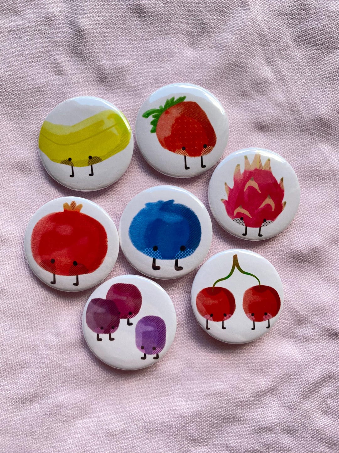 Fruit Friends Pinback Buttons Badges Pins - Pinback Button Fruits ...