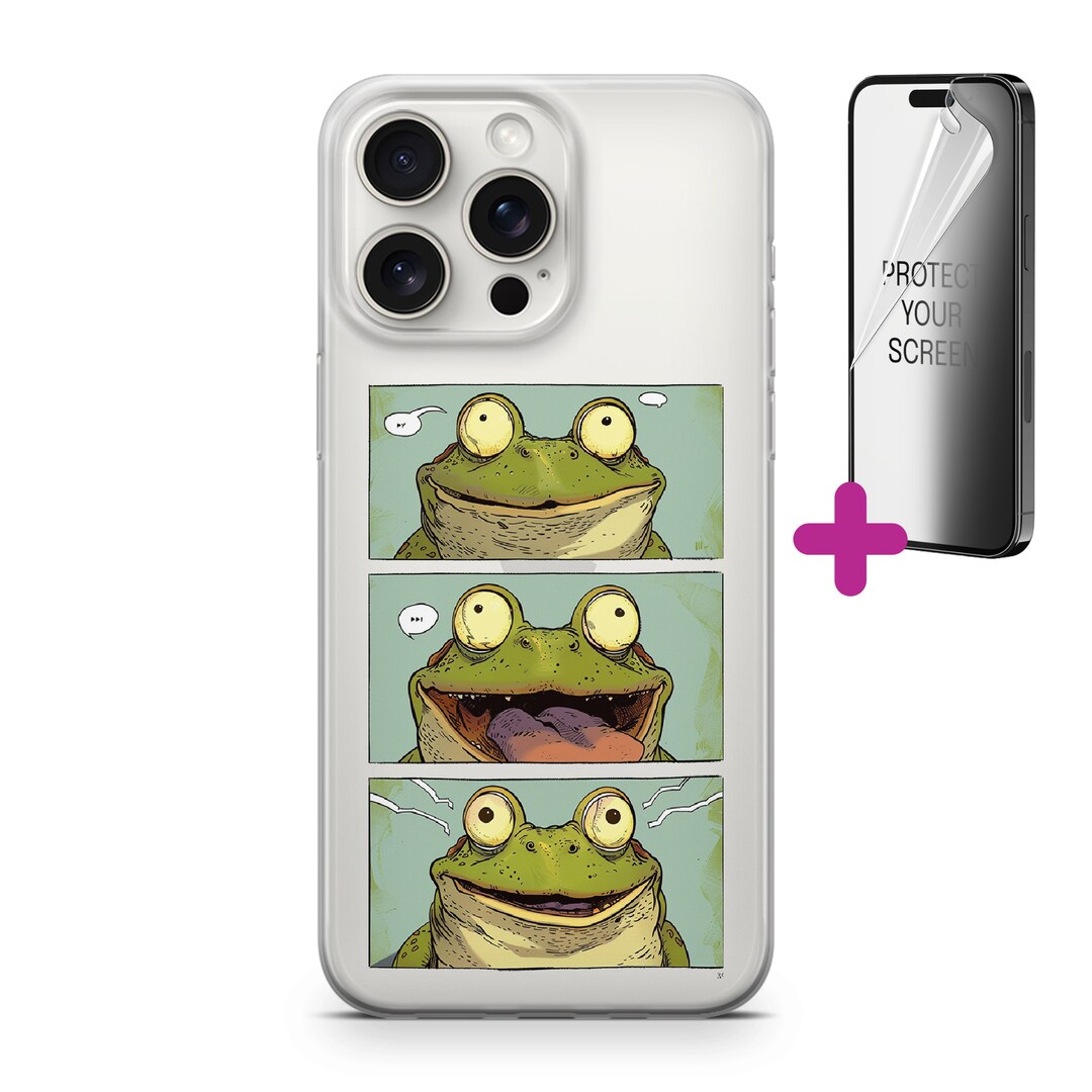 Grumpy Frog Phone Case Comic Frog Cover Fit for iPhone 15 Pro Max, 14 ...