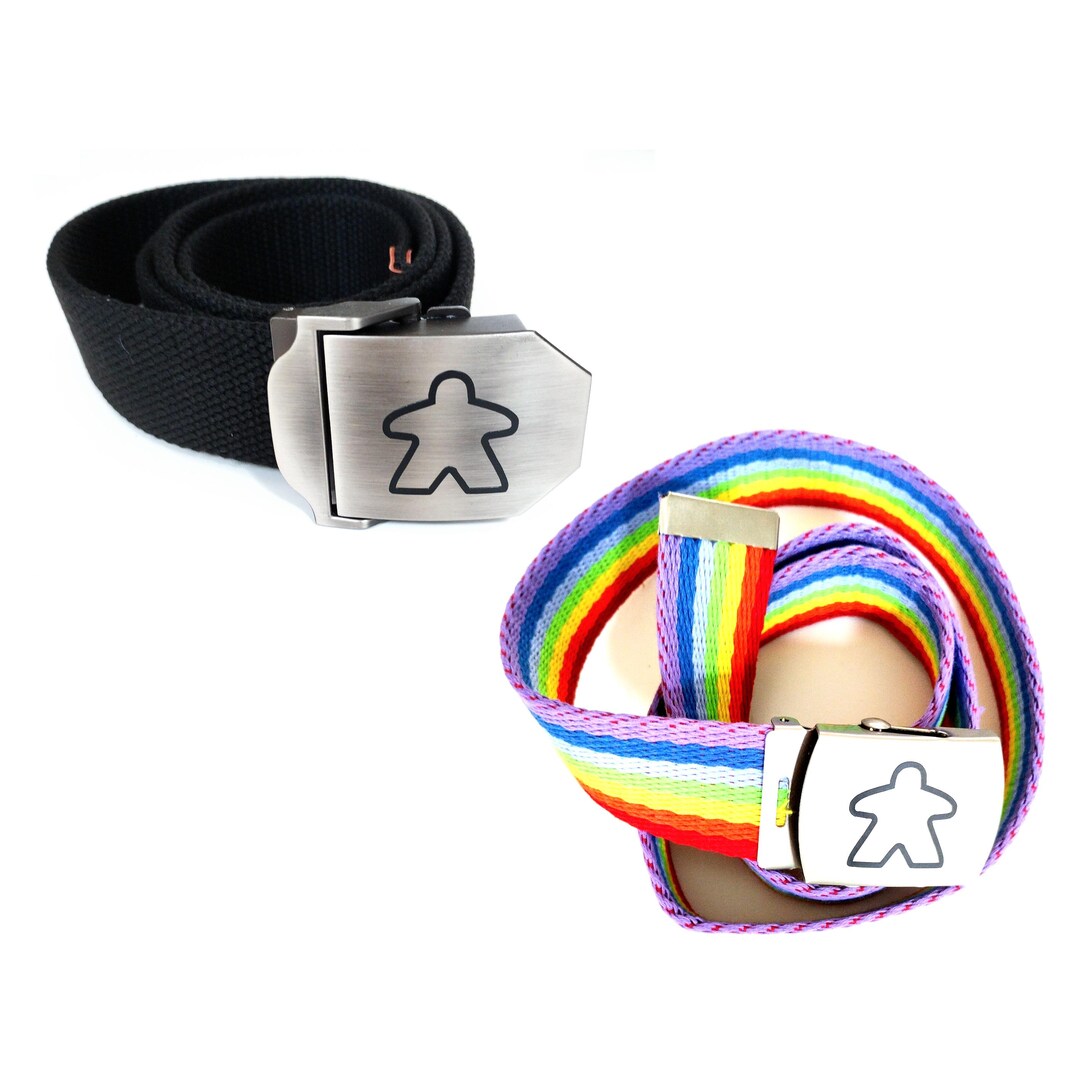 Board Game Belt - Meeple Belt - Black Gamer Belt - Rainbow Pride Skater ...