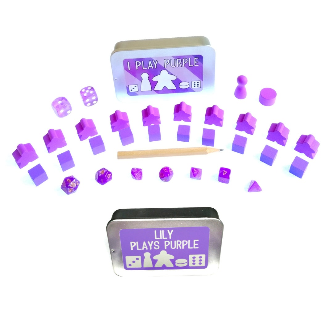 Personalized Purple Board Game Survival Kit: Meeples, Dice & More - Etsy