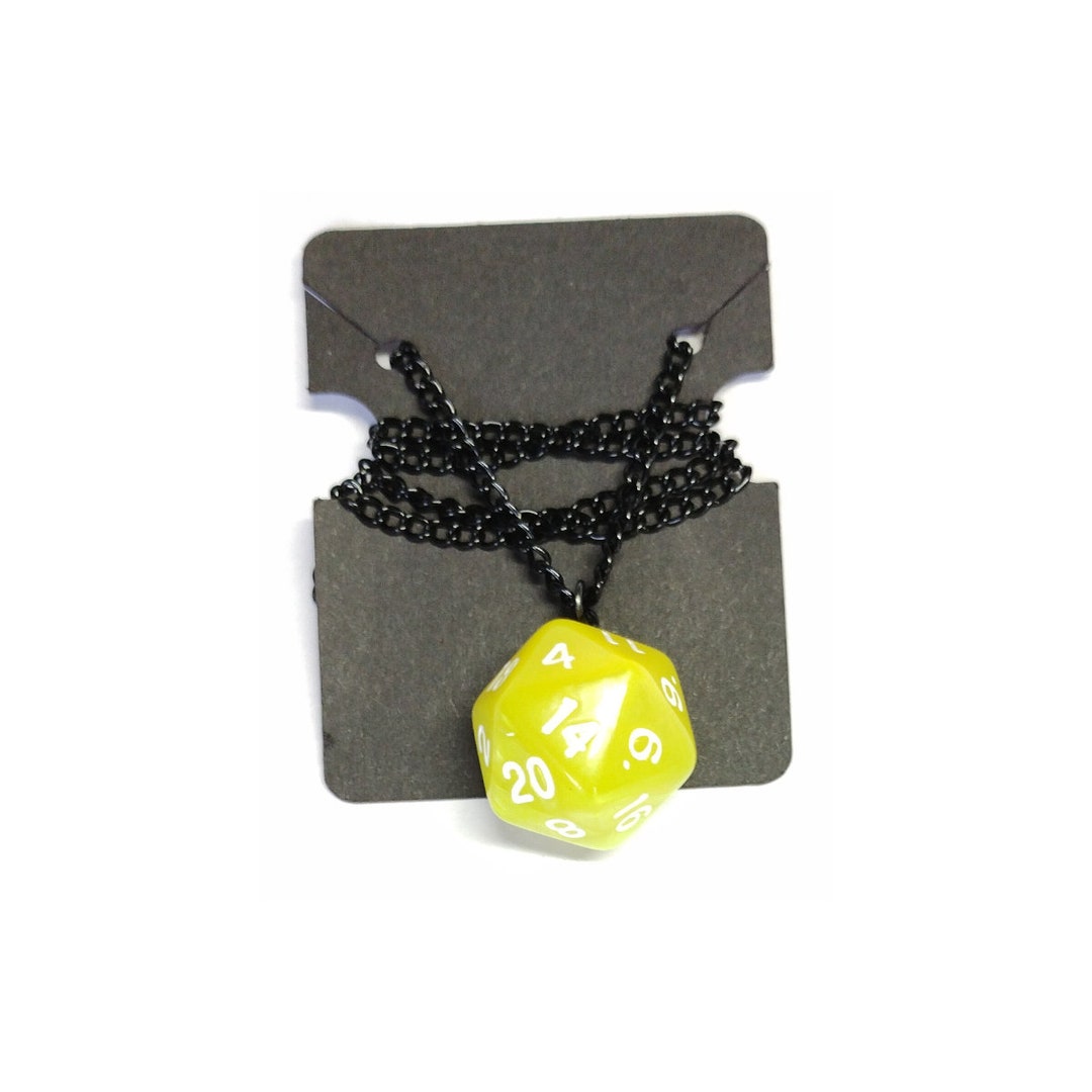 Yellow D20 Necklace 20 Sided Dice Jewellery Geeky Gift - Etsy