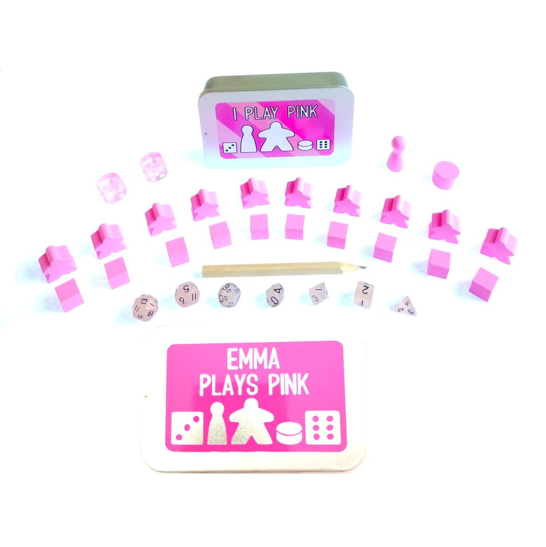 Personalized Pink Board Game Survival Kit: TTRPG Dice & Pieces - Etsy