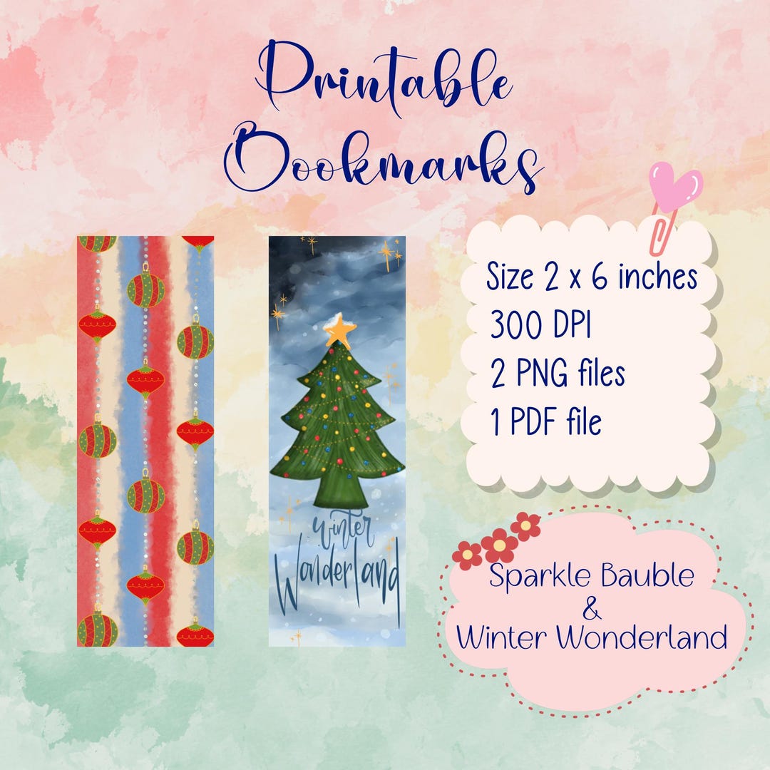 Sparkle Winter Wonderland Bookmarks Bundle, 300 DPI, Digital Download ...