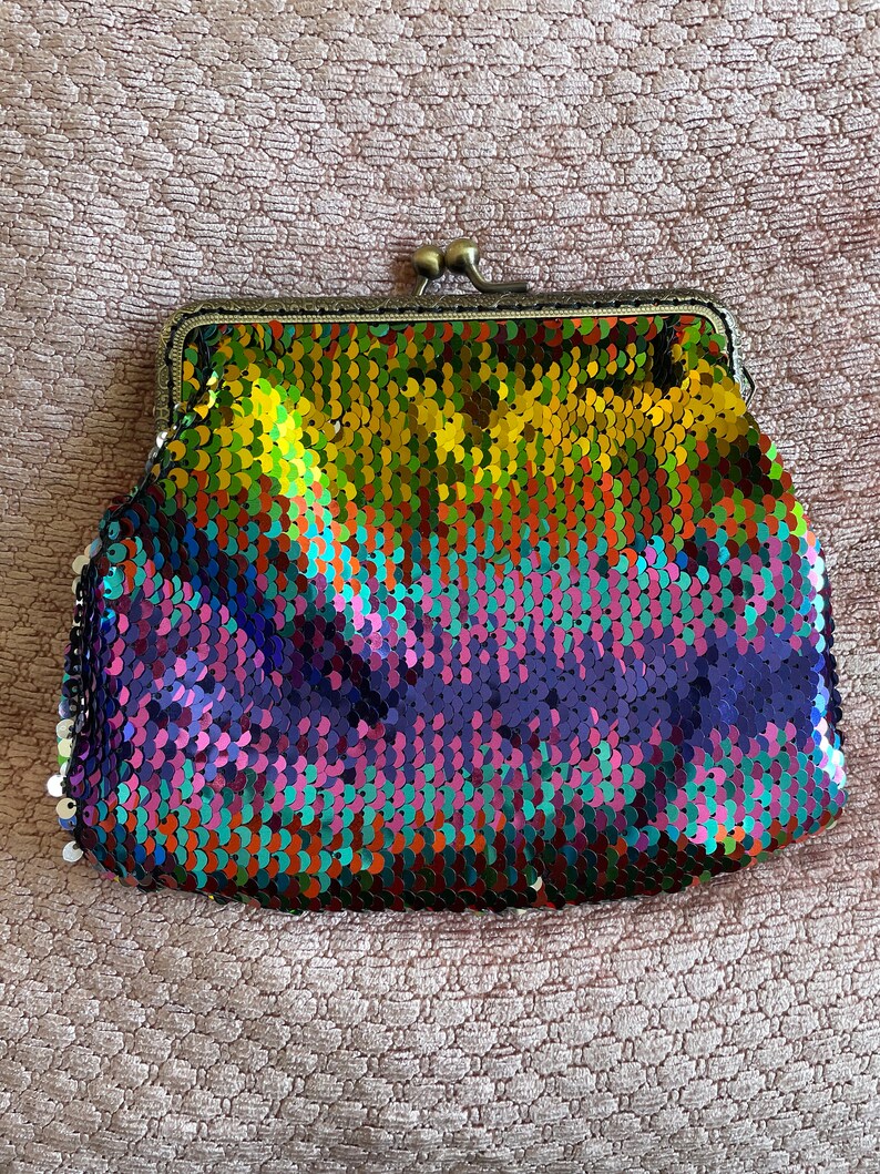 Rainbow Sequin Coin Purse - Etsy