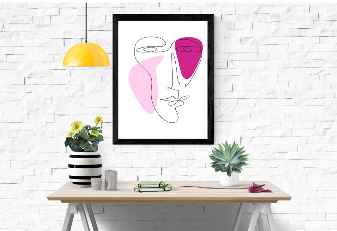 DIGITAL DOWNLOAD - Printer Poster, Face Outline With PINK Accents ...