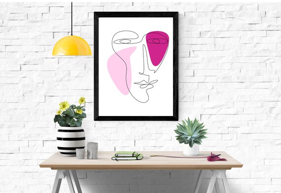 DIGITAL DOWNLOAD Printer Poster Face Outline With PINK | Etsy