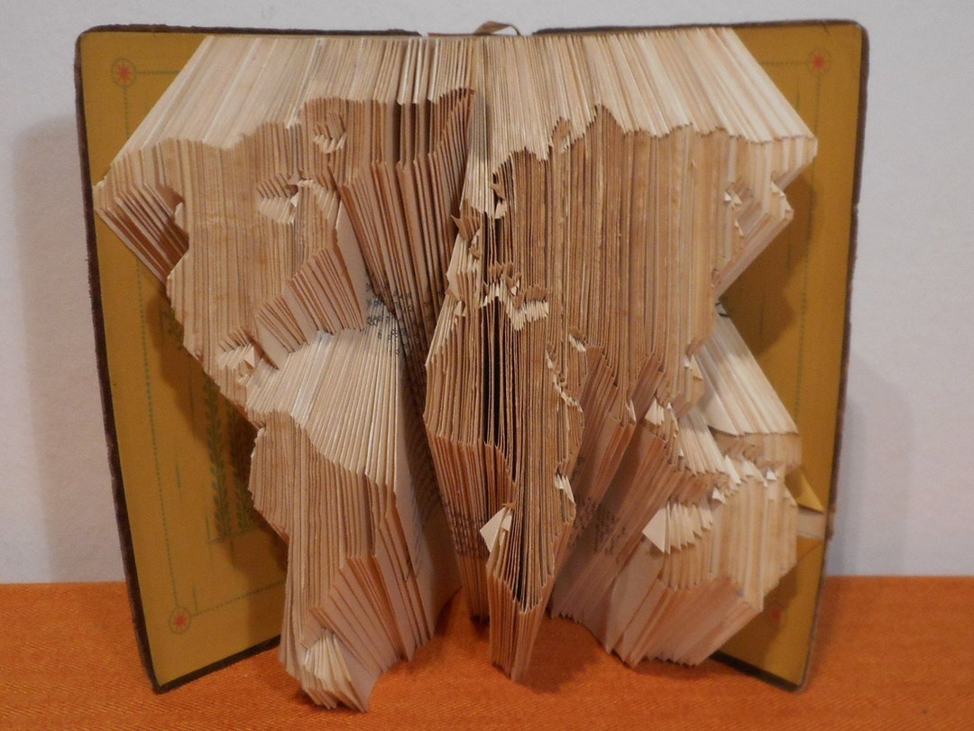 Folded Book With World Map - Etsy