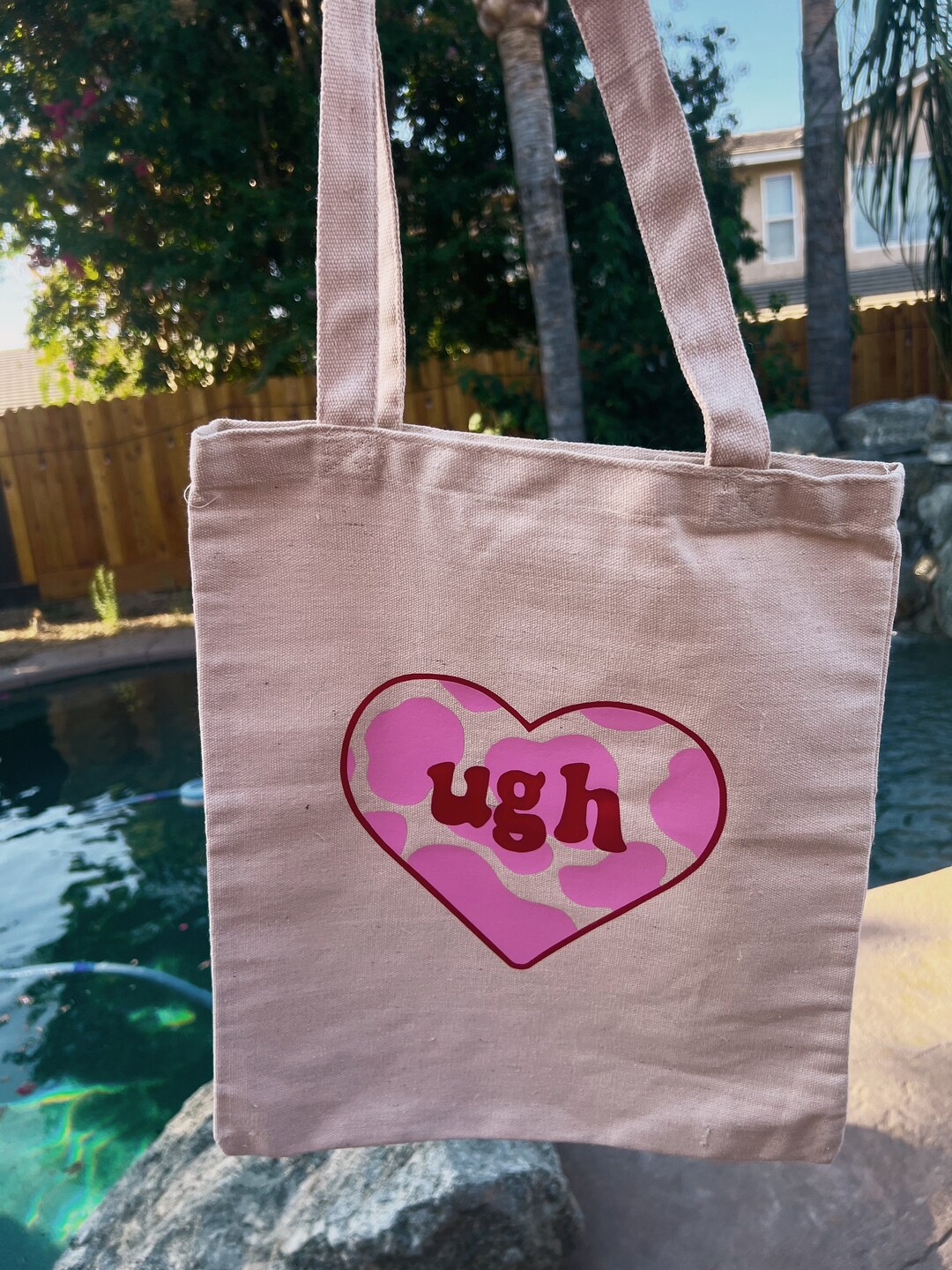 Preppy Tote Bag, Cow Print Tote Bag, Trendy Tote Bag, Pink Tote Bag - Etsy