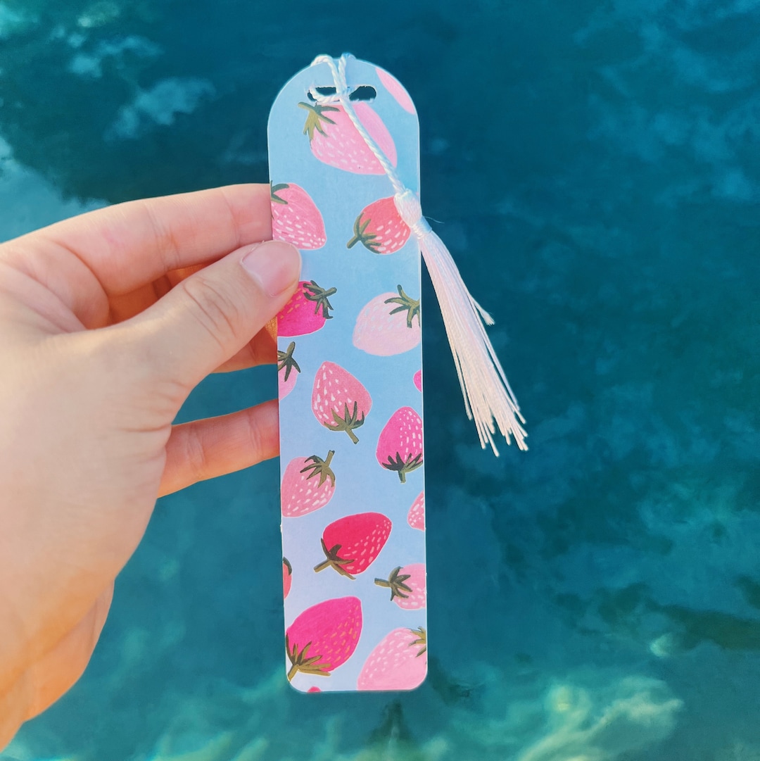 Strawberry Bookmark, Cardstock Bookmark, Cute Bookmark, Trendy Bookmark ...