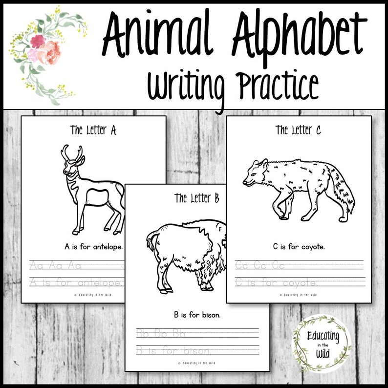 North American Animal Alphabet Printable Handwriting Practice Pages ...