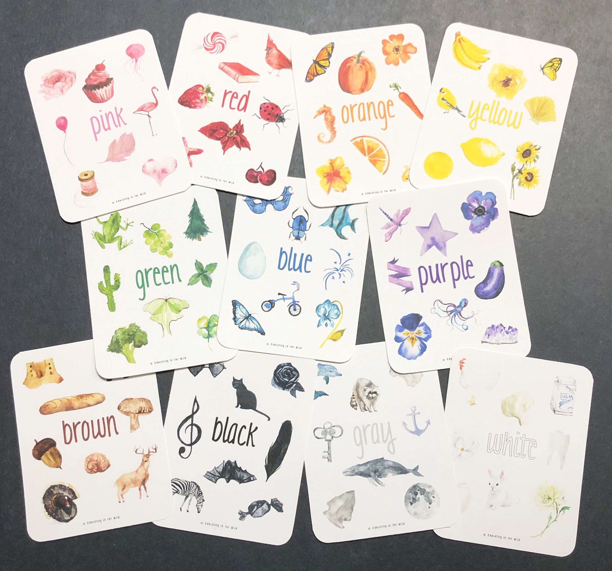 Watercolor Color Display Cards - Etsy