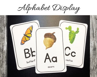 Nature Alphabet Cards, Wall and Flash Card Sizes, Watercolor ...