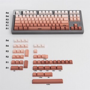 Sunset Glow Orange Gradient Keycaps, Pink Gradient Side Carving Keycap ...