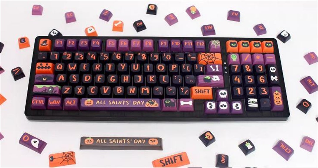 Halloween Themed Keycaps Set, Black Cat Pumpkin Keycap Set, PBT Keycaps ...