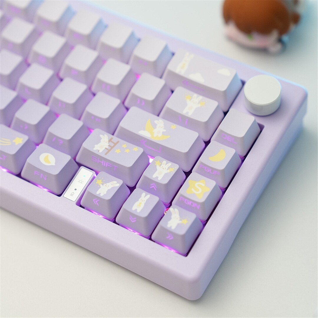 Star Rabbit Ombre Puprlr Key Cap Set, Star Picking Rabbit Keycaps Set ...