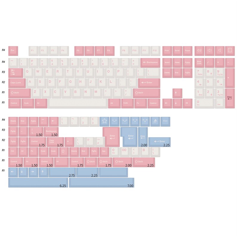 173pcs Light Pink Gradient Keycaps Cherry Keycap Set Pastel - Etsy